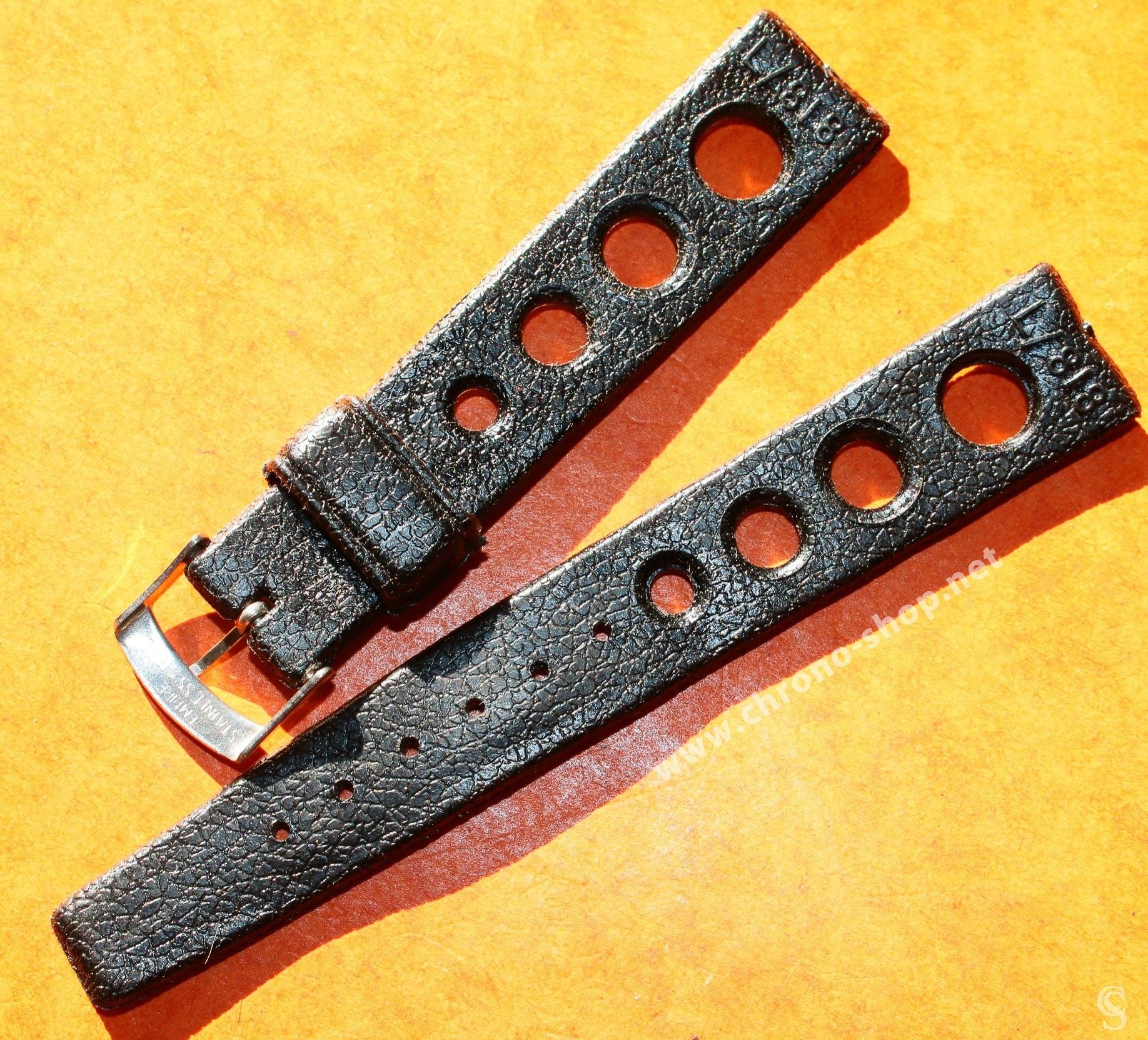 Rubber 18mm Black Holes Tropic watch Racing strap type 1960/70s vintage ...