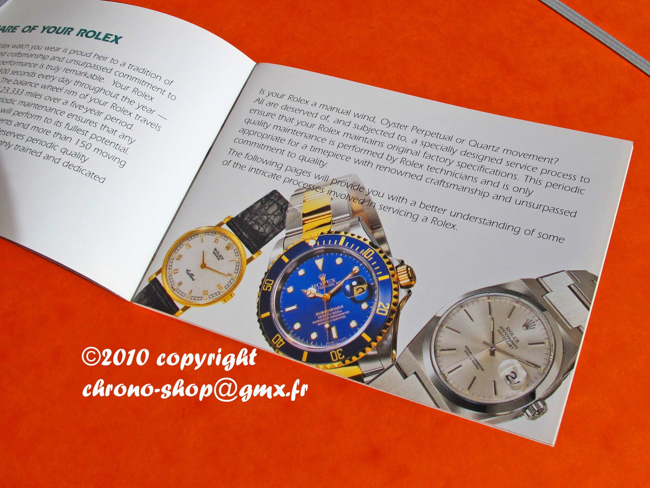 Genuine Rolex watch Factory Service The Care Of Your Rolex Booklet