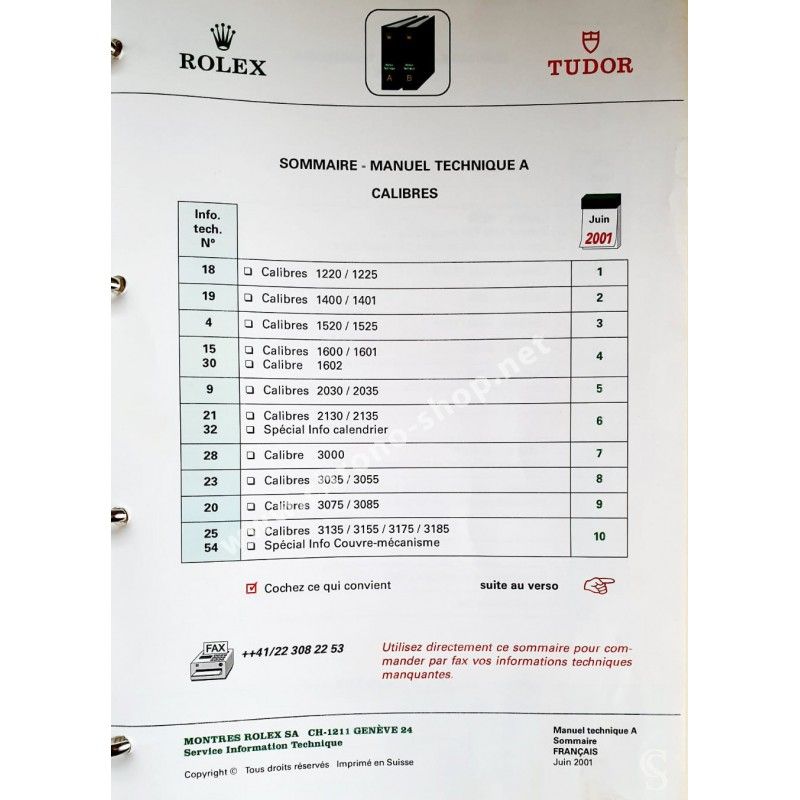 Rolex Tudor Collectable Rare Watch Technical Informations Manual Book ...