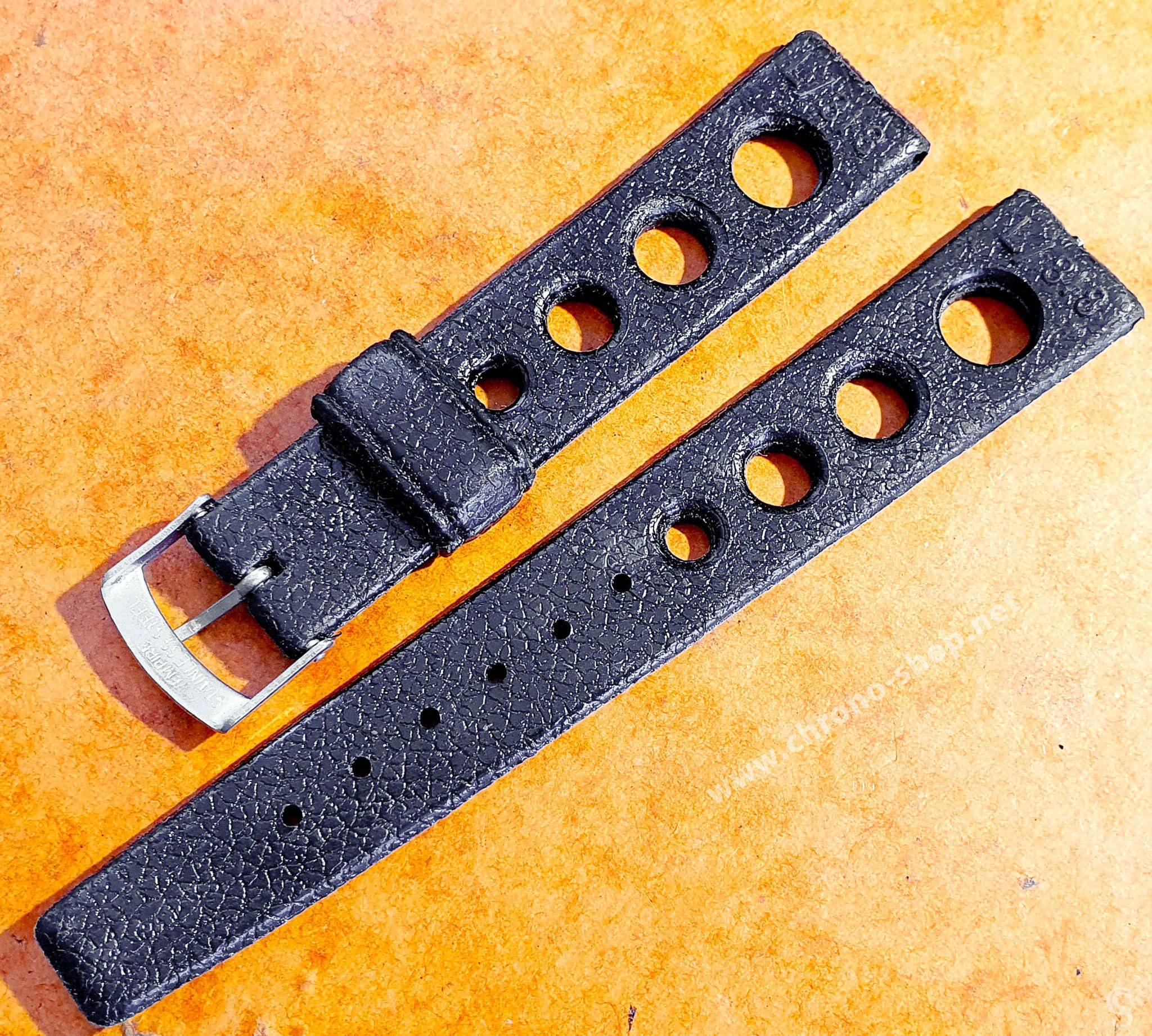 Rubber 18mm Black Holes Tropic watch Racing strap type 1960/70s vintage ...