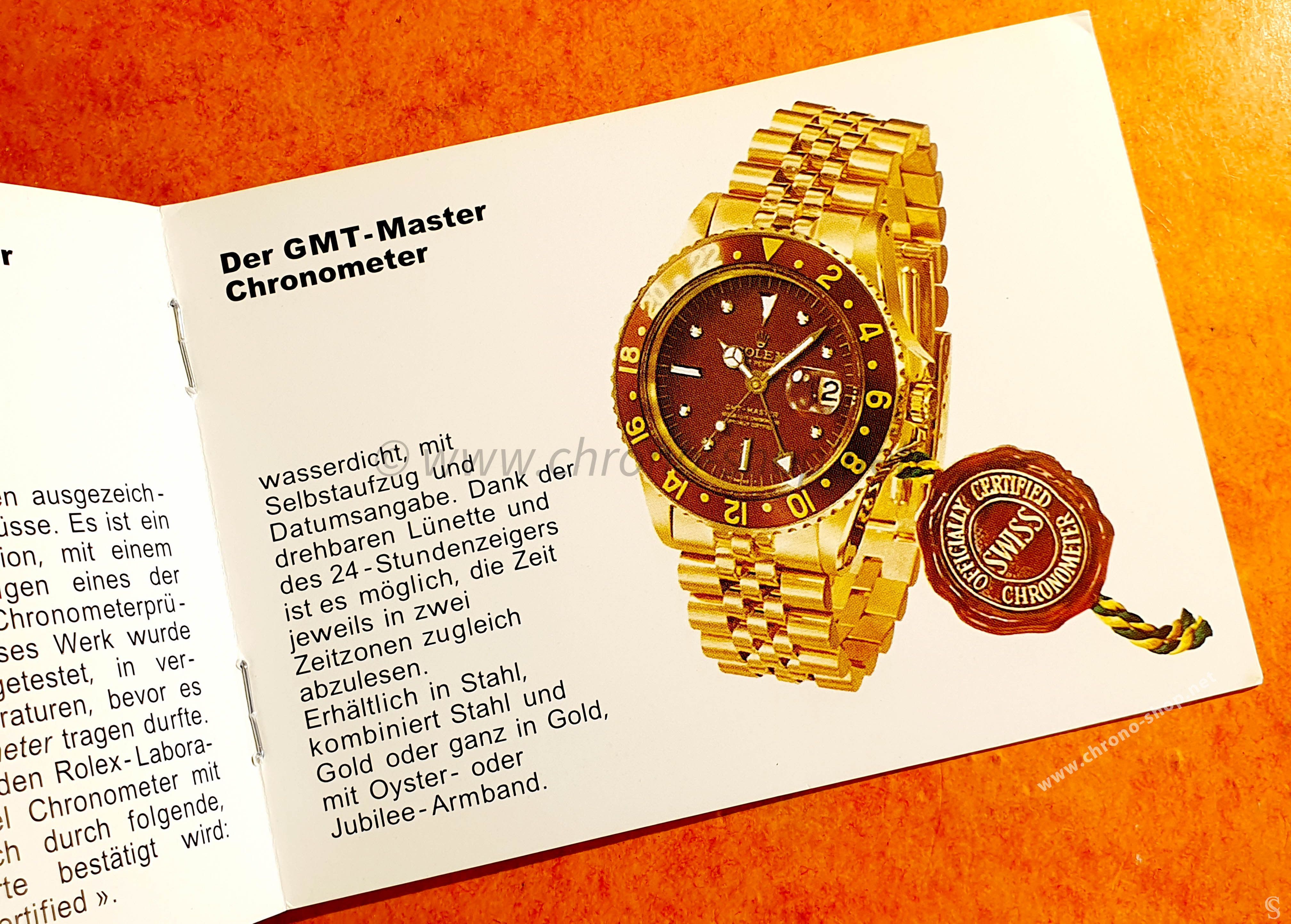 ROLEX 70's GMT-MASTER VINTAGE Booklet Colorful Instructions manual ...