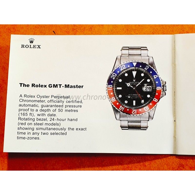 ROLEX 1973 VINTAGE & AUTHENTIQUE LIVRET MONTRES GMT MASTER 1675, 1675/3 ...