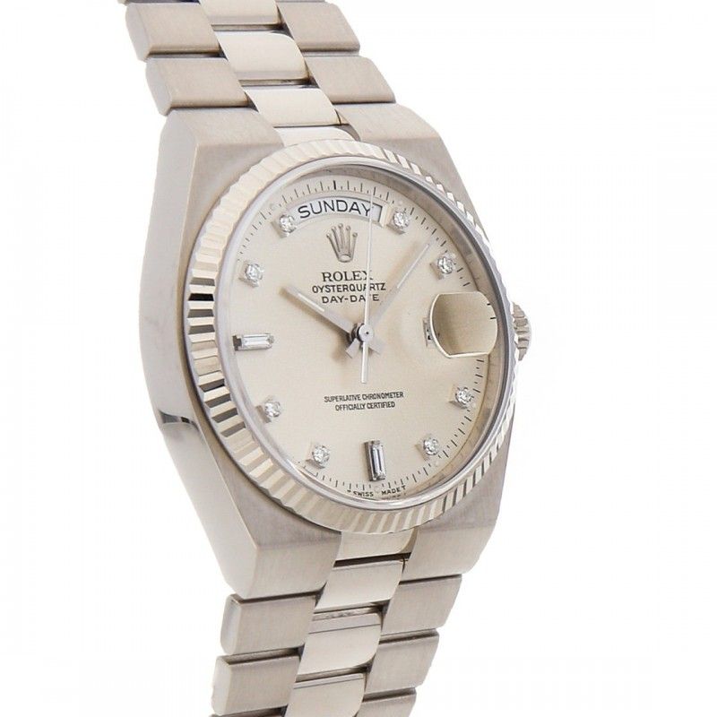 Rolex Rare 19019 Oysterquartz Datejust Luminova 2 x hands White gold ...