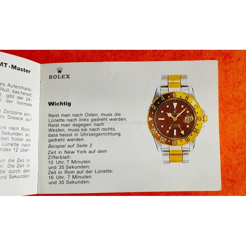 ROLEX 1972 VINTAGE & AUTHENTIQUE LIVRET MONTRES GMT MASTER 1675, 1675/3 ...