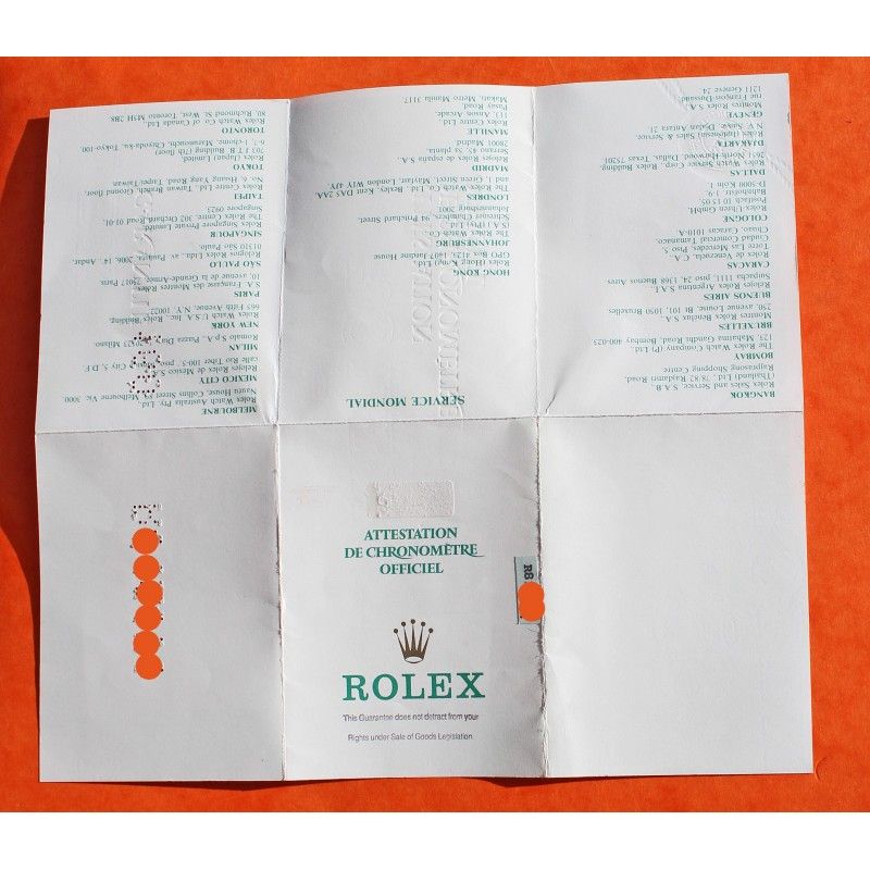 1987, 1988 R SERIAL GENUINE VINTAGE PAPER CERTIFICAT PUNCHED ROLEX ...