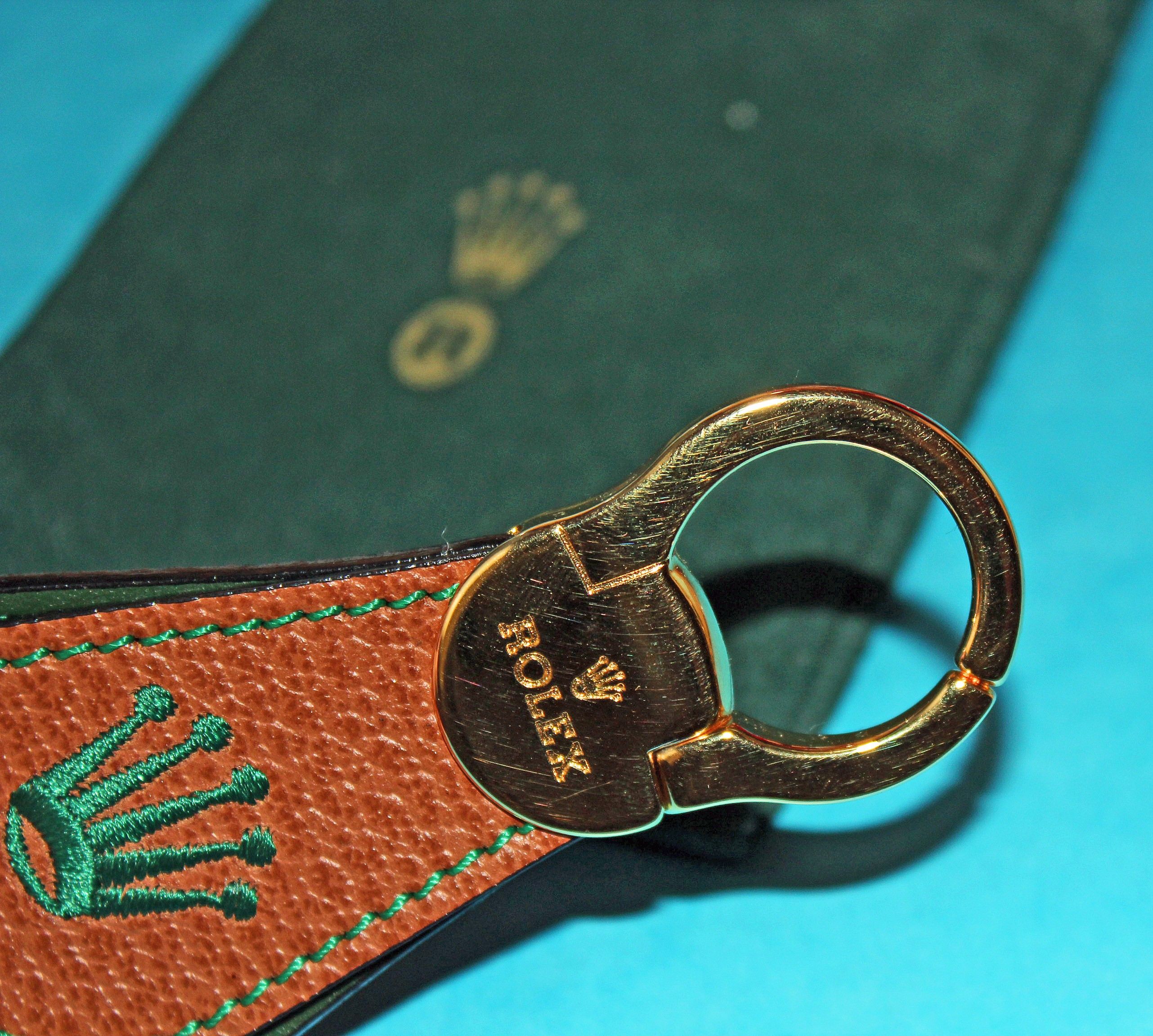 Accessories / Rolex Brown Leather Key Ring Holder Buckle Gold plated 20 ...