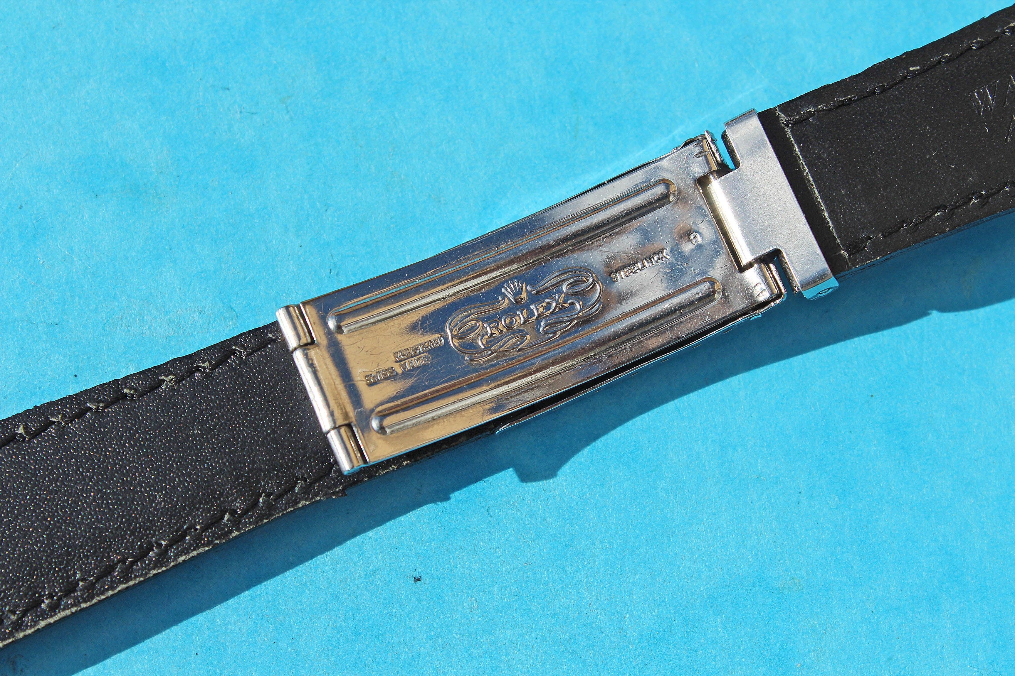 RARE ROLEX LEATHER STRAP WITH FOLDED DEPLOYANT BUCKLE ROLEX STEELINOX ...
