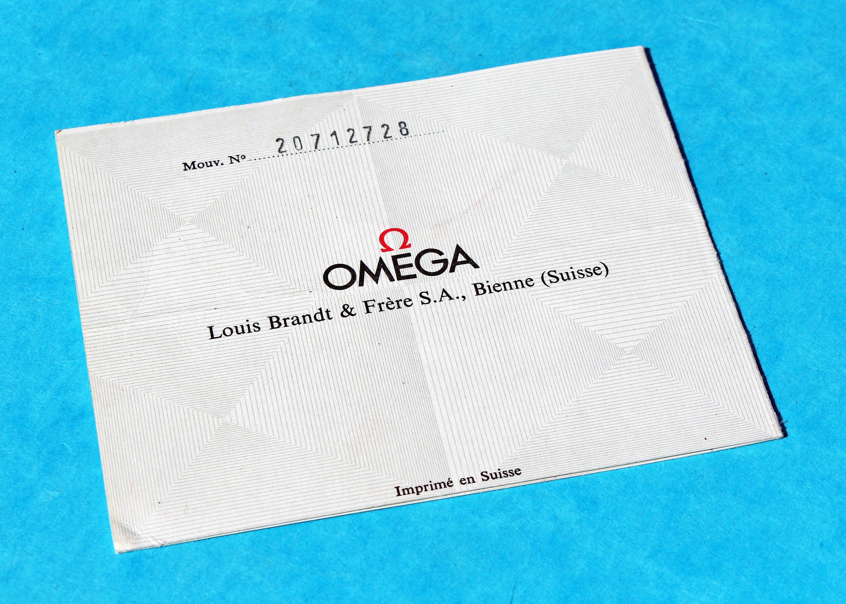 GENUINE OMEGA CHRONOMETER CERTIFICAT DE HAUTE PRECISION PAPER FOR OMEGA ...