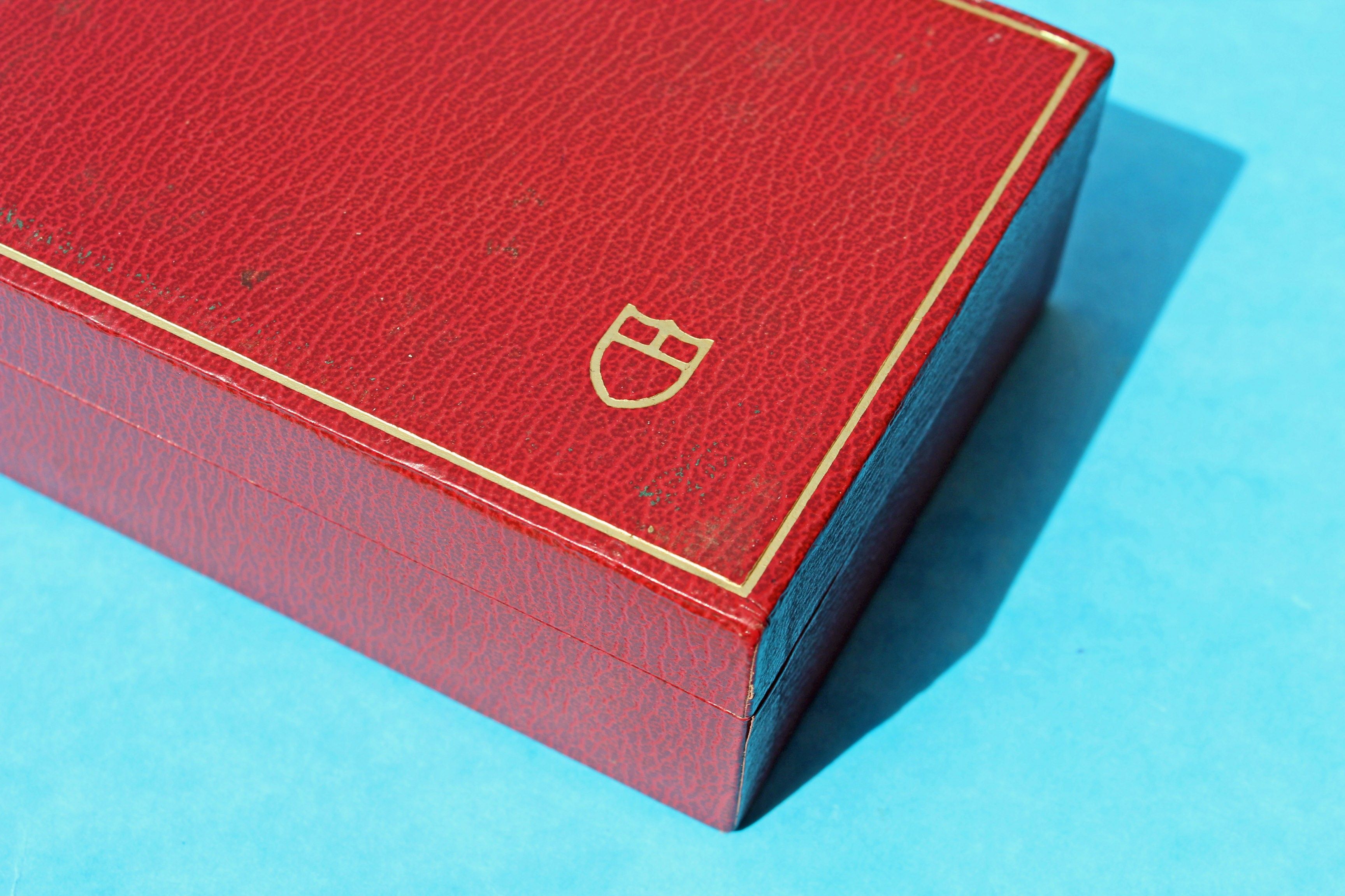 Rare Tudor Medium size leather box Red / burgundy color and wooden from ...