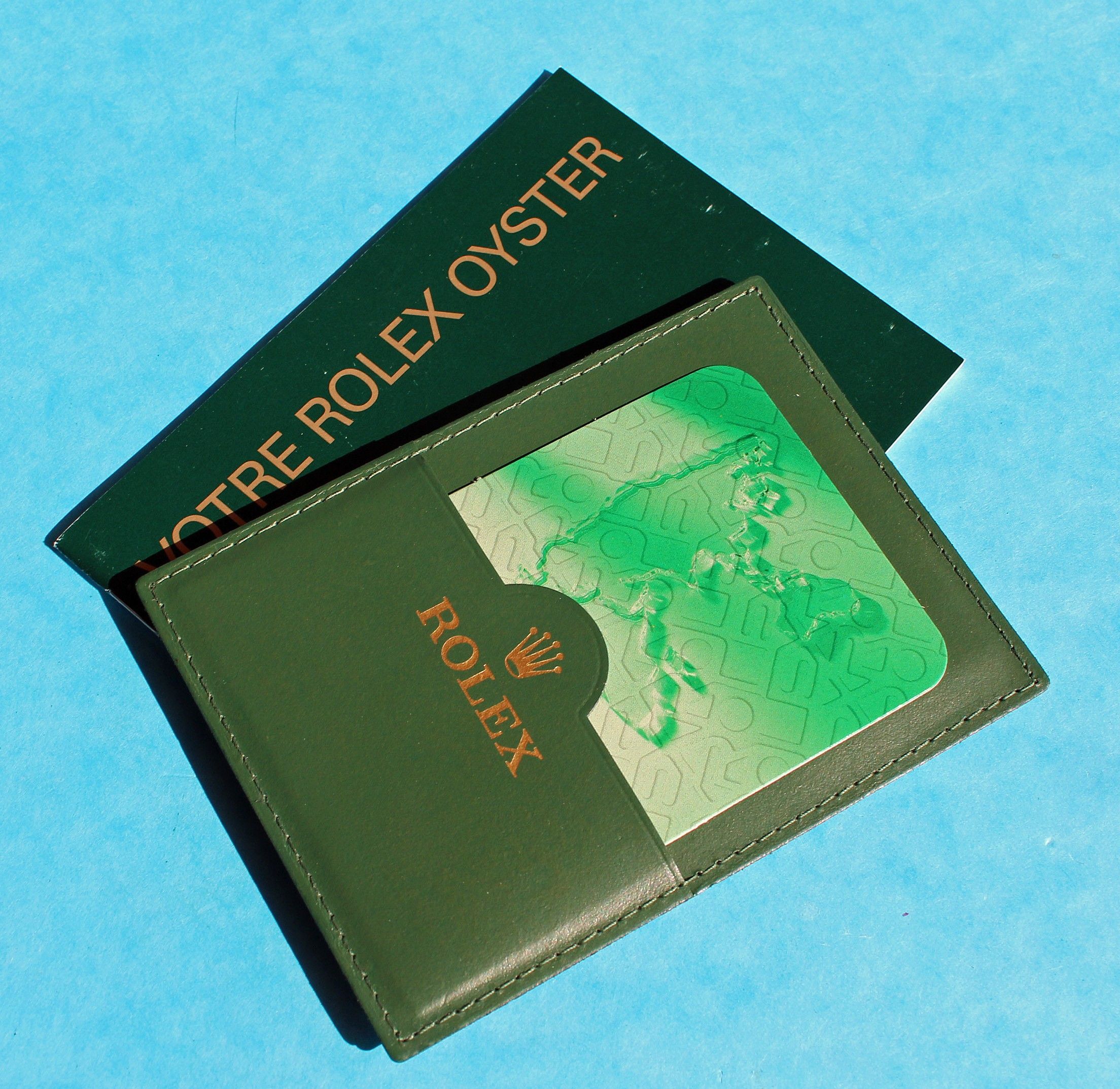 2004, 2005 Rolex Green Leather Business Card Wallet holded card and ...