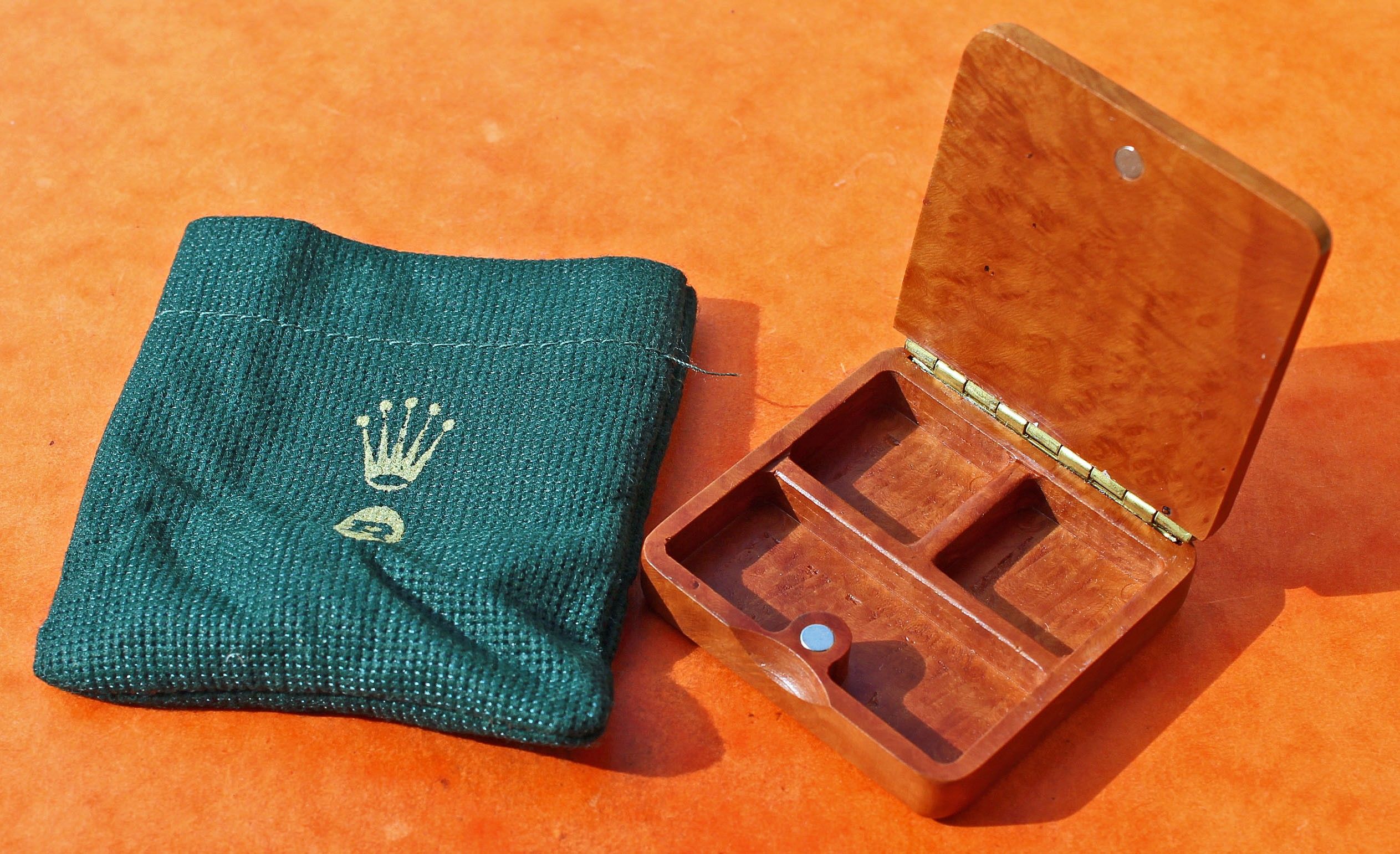 RARE AMAZING PRETTY COLLECTIBLE ROLEX PILL-BOX STORAGE WOODEN PARTS
