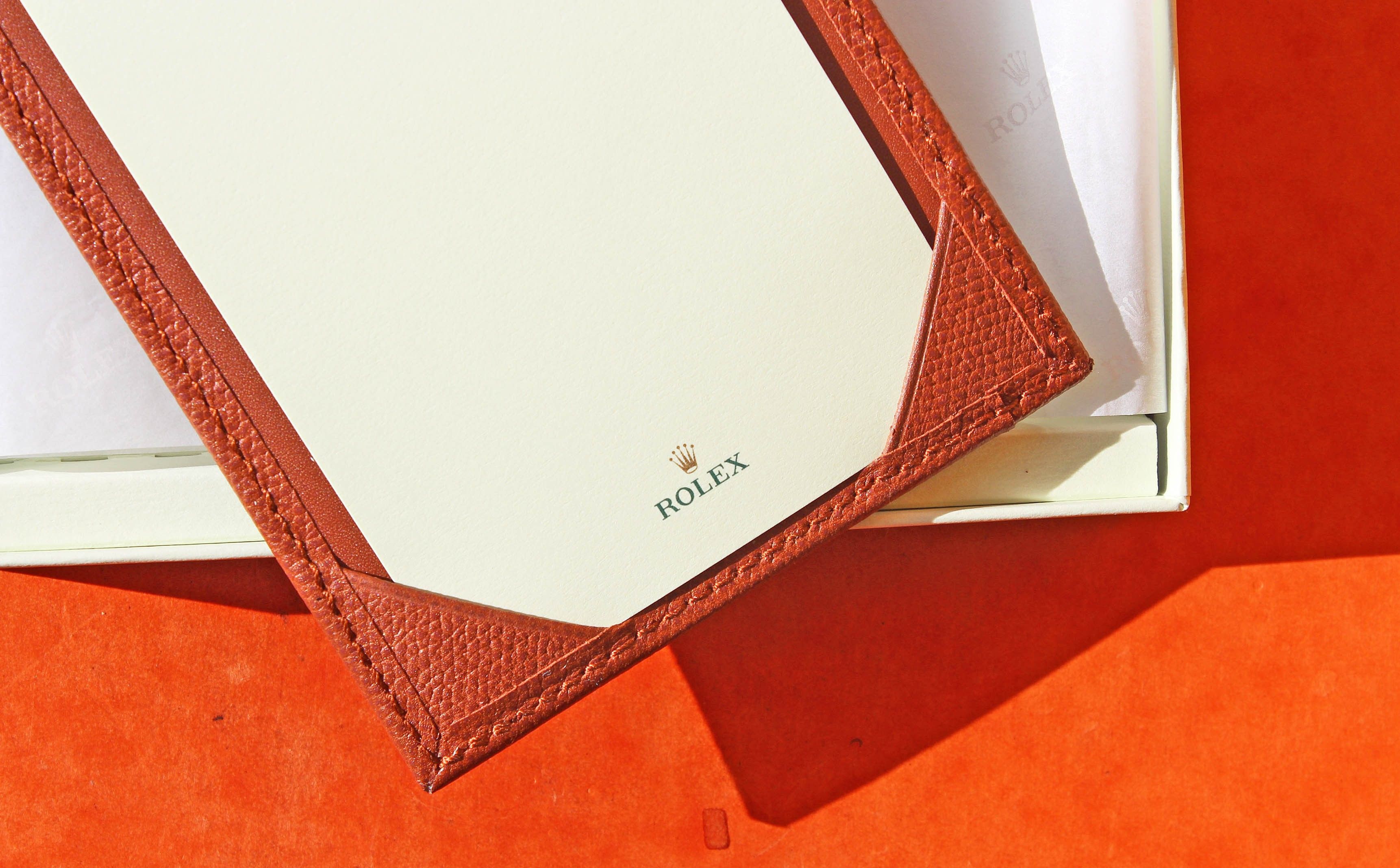 Authentic New Rolex Accessory Leather Notepad, Joitter with Writing Paper