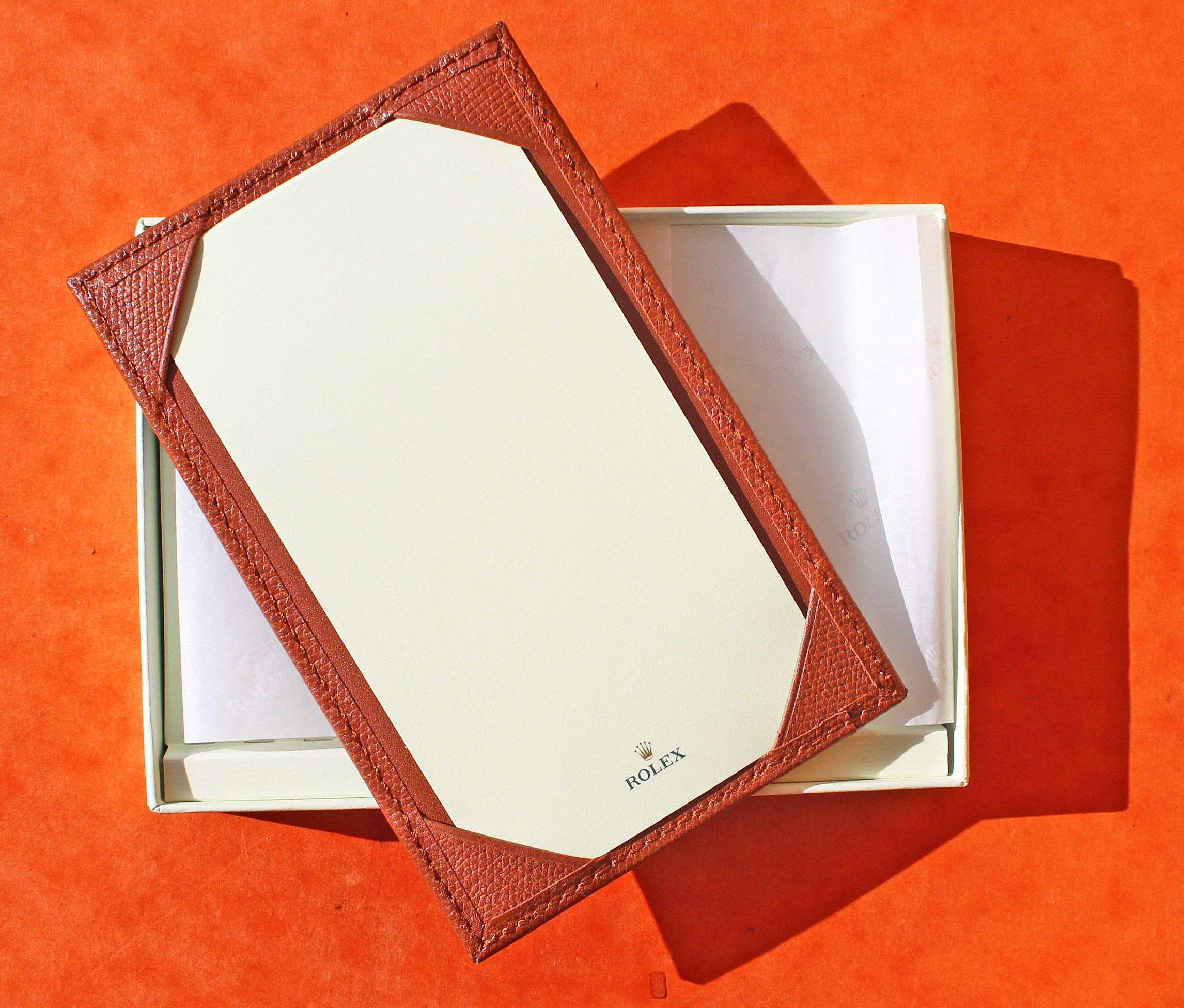 Authentic New Rolex Accessory Leather Notepad, Joitter with Writing Paper