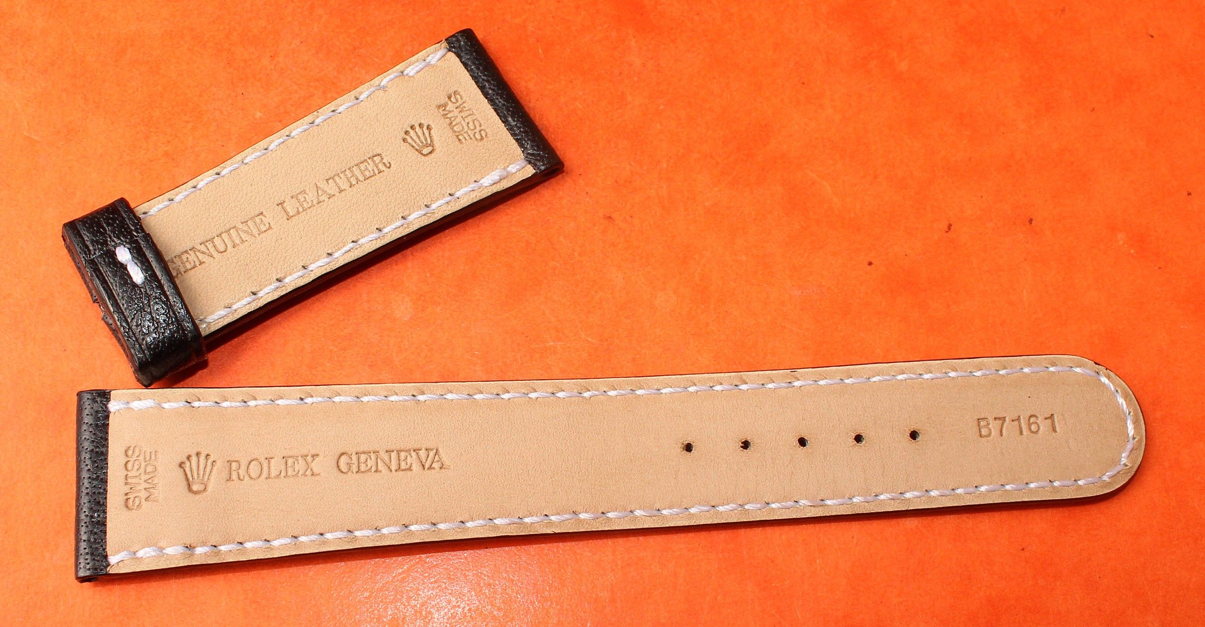 ROLEX AMAZING BLACK LEATHER BUFFALO STRAP, BAND, BRACELET WATCHES 21mm ...