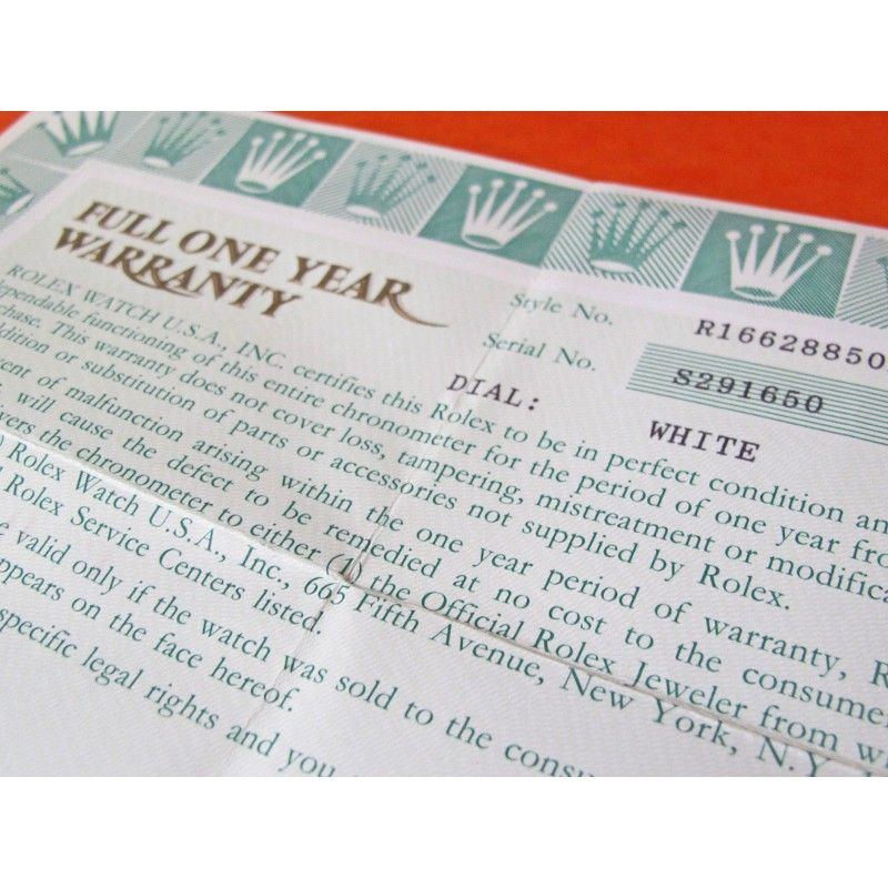 100% Authentic ROLEX OEM Vintage Guarantee Papers Certificate Gmt ...