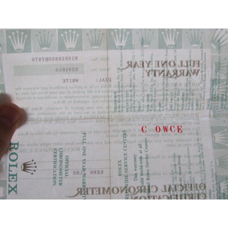 100% Authentic ROLEX OEM Vintage Guarantee Papers Certificate Gmt ...