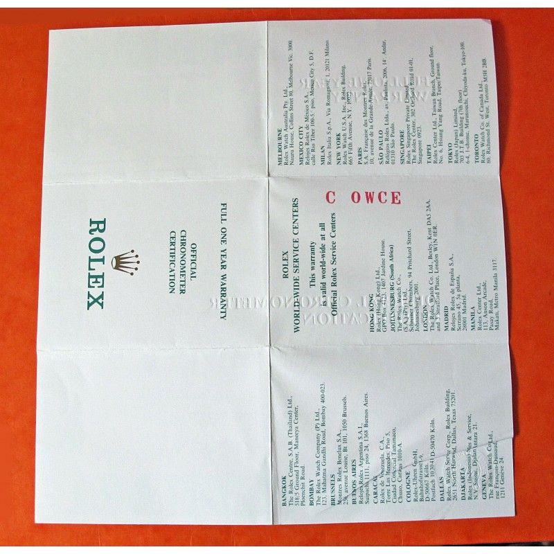 100% Authentic ROLEX OEM Vintage Guarantee Papers Certificate Gmt ...