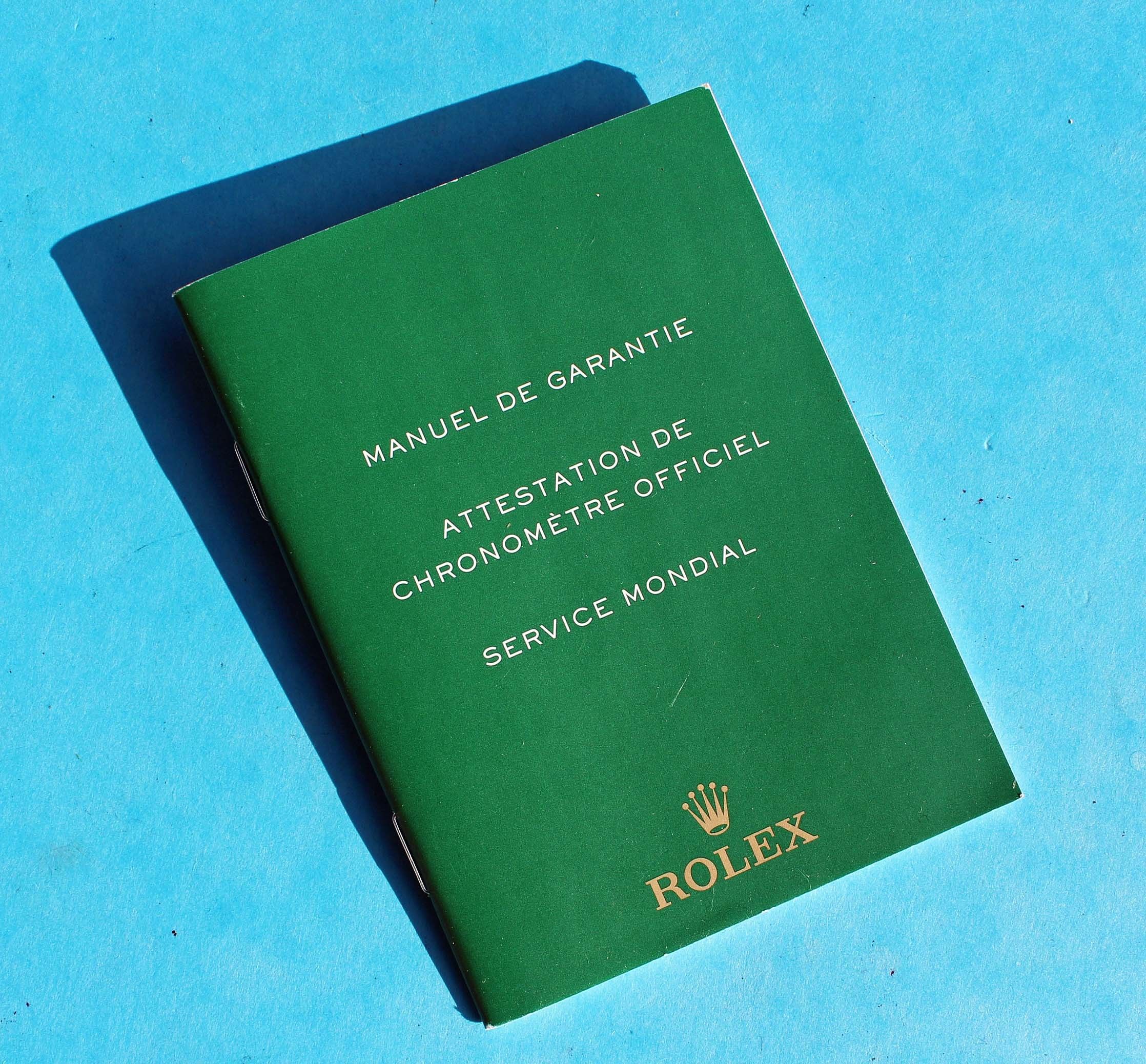 ROLEX LIVRET, MANUEL DE GARANTIE ATTESTATION DE CHRONOMÈTRE OFFICIEL ...