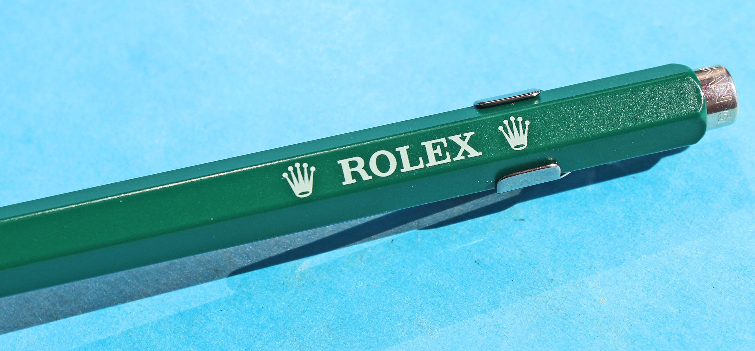 ROLEX ♛♛ RARE BALLPOINT PEN SWISS MADE CARAN D'ACHE DEALER'S green ...
