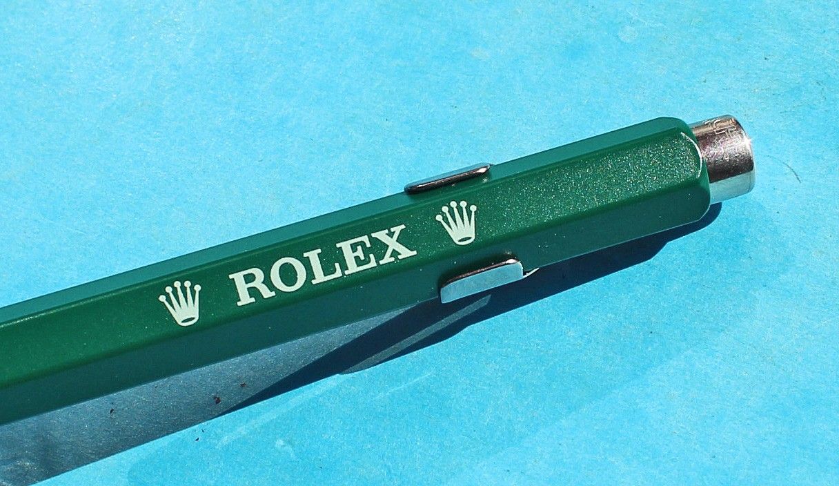 ROLEX ♛♛ RARE BALLPOINT PEN SWISS MADE CARAN D'ACHE DEALER'S green ...