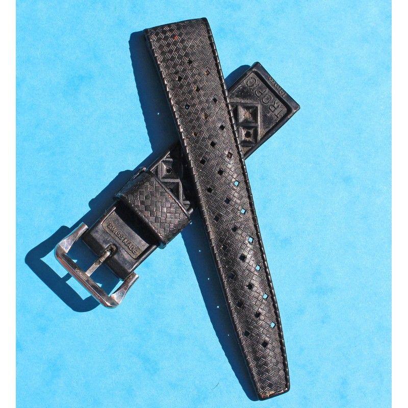 VINTAGE GENUINE TROPIC WATCH STRAP BAND BLACK HOLES BRACELET RACING ...