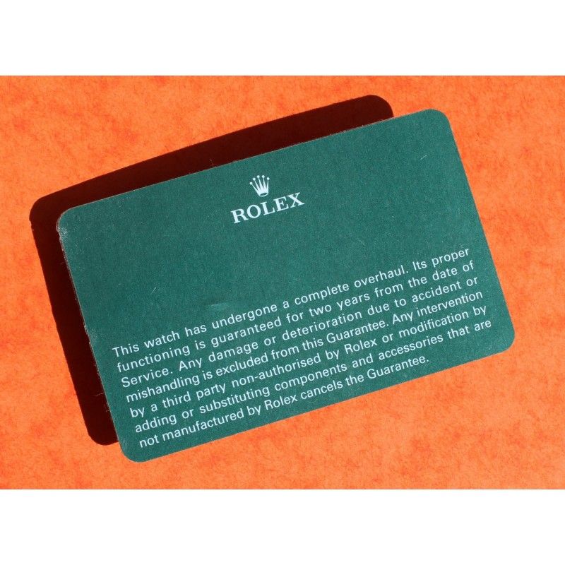 Rolex Carte Garantie USA Révision Montres Gmt 1675 international ...