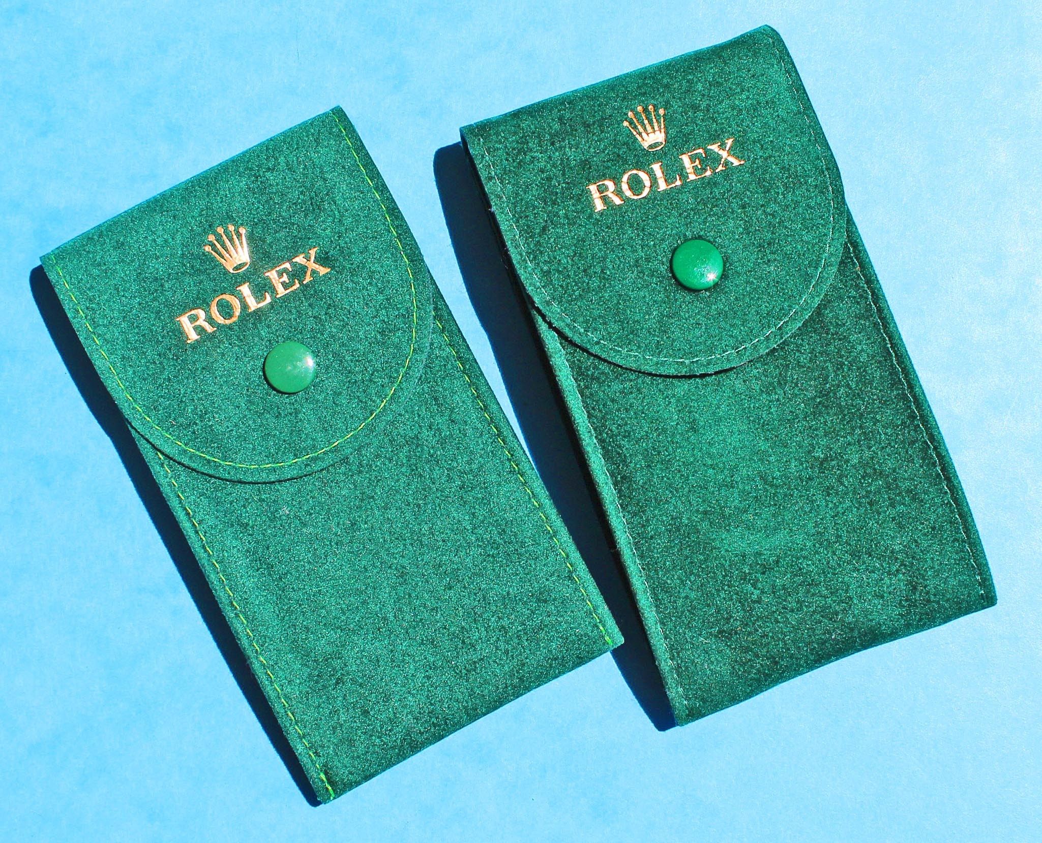 Rolex Lot of 2 Suede green velvet pouch traveler's service holder case ...