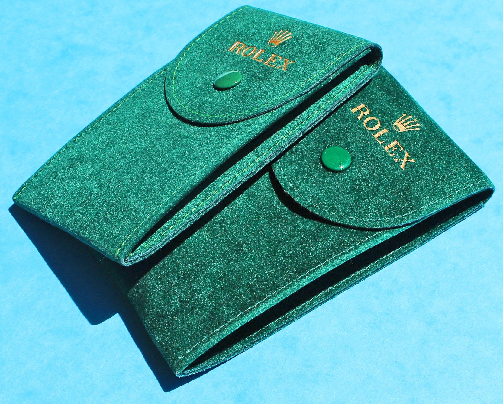 Rolex Lot of 2 Suede green velvet pouch traveler's service holder case ...