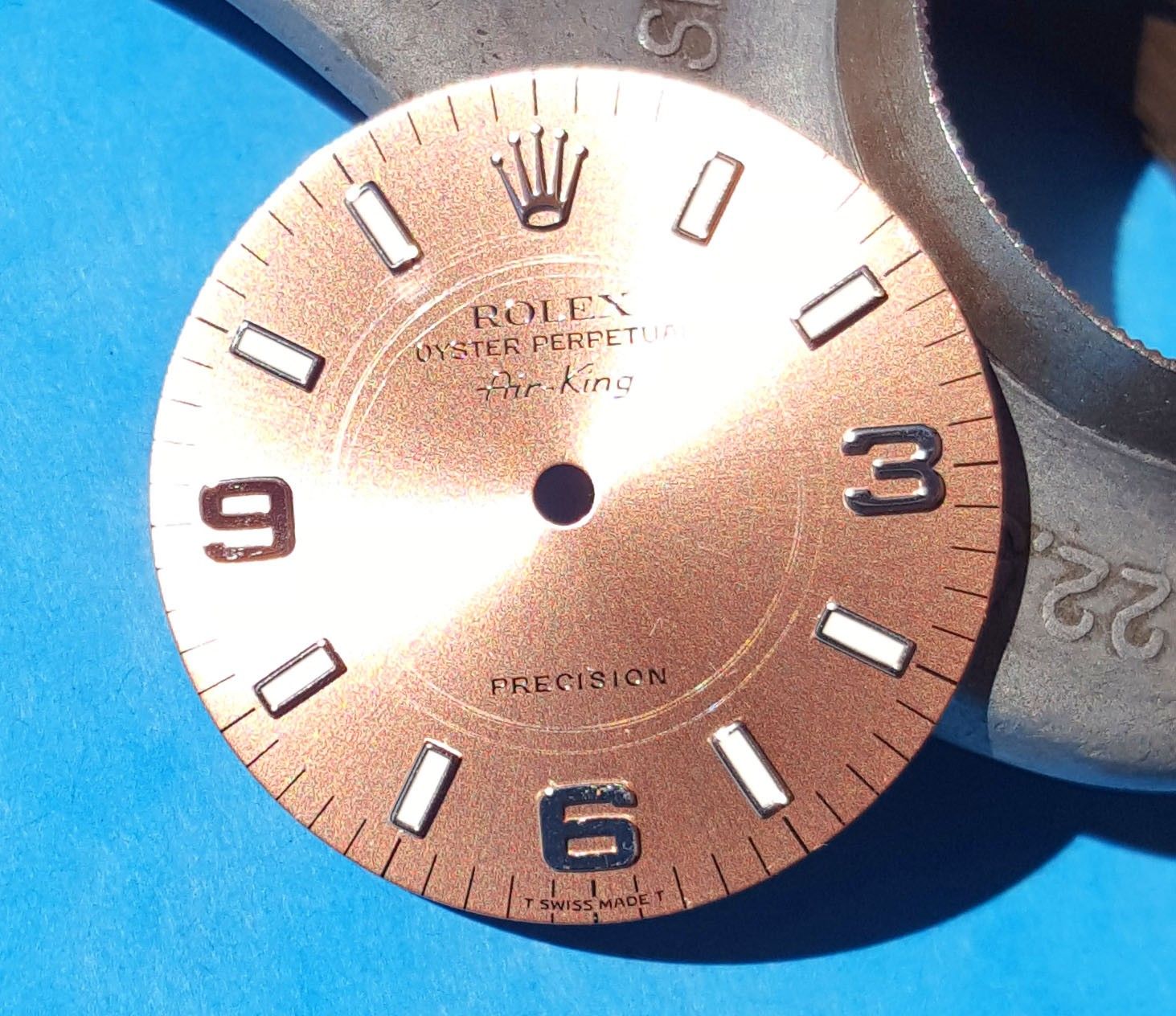 Rolex Mens Air King SS Salmon Pink Gold Color Dial 3 6 9 Cal 3000, 3135 ref 14000, 14000M, 14010 ...