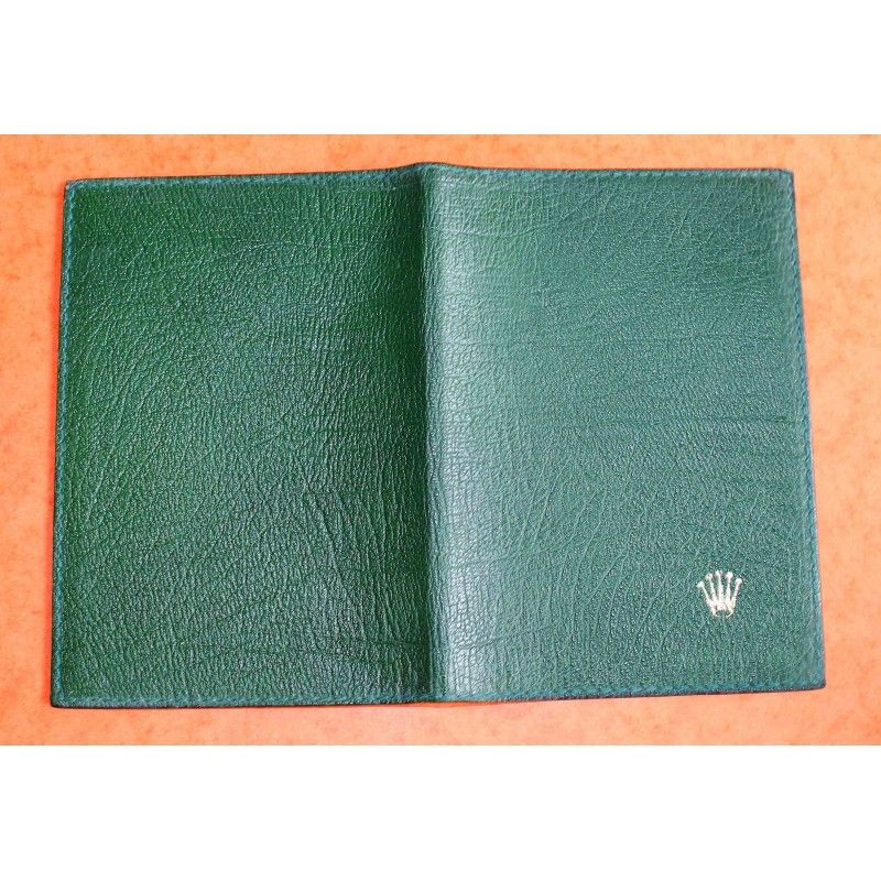 ROLEX Leather Card Holder, Documents Passport Green Leather Wallet 68. ...