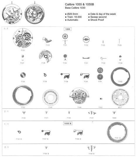 Rolex Rare 1950's Watch Calibre B 1055 Movement 25 Jewels Models 6510 ...