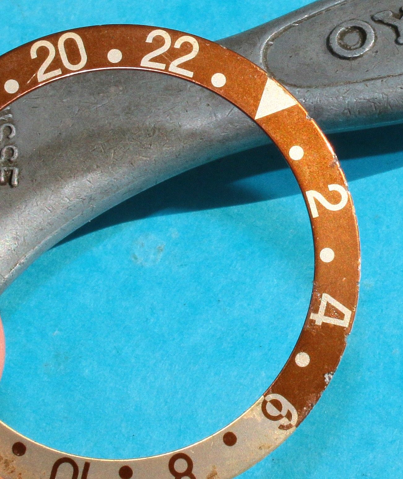 ROLEX VINTAGE TUTONE SILVERED ROOTBEER GMT MASTER WATCH BEZEL 24H ...