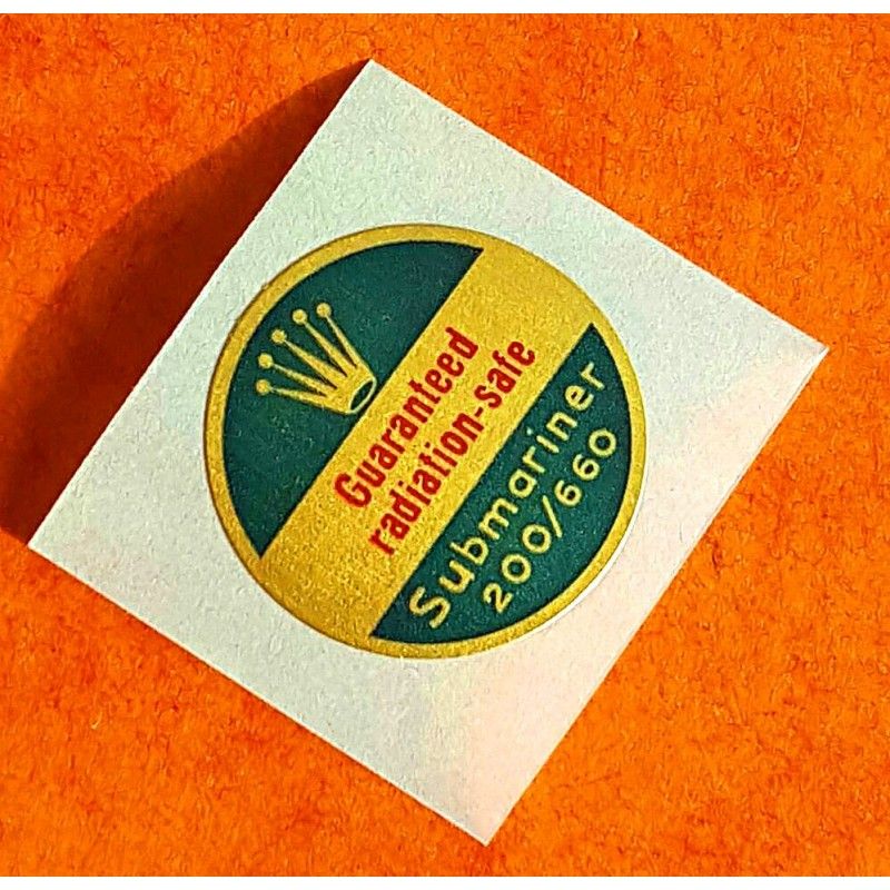 Rolex 60's GUARANTEE RADIATION SAFE watch caseback Ø21mm gold Green ...