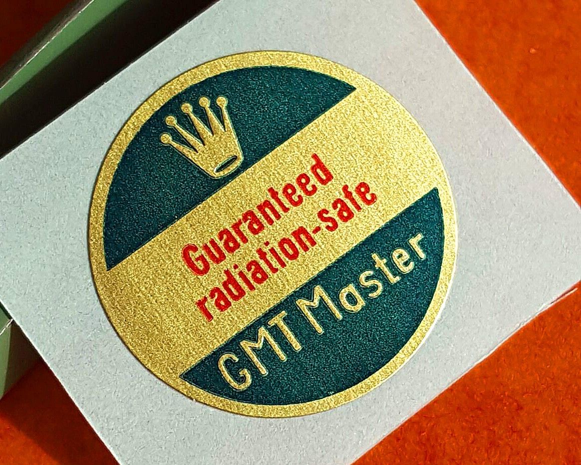 Rolex 60's GUARANTEE RADIATION SAFE watch caseback Ø21mm gold Green ...