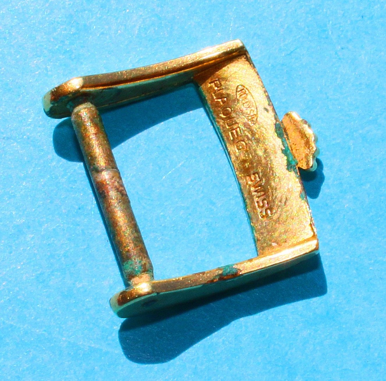 Original Rolex 14mm gold plated buckle Medium size strap leather bracelet