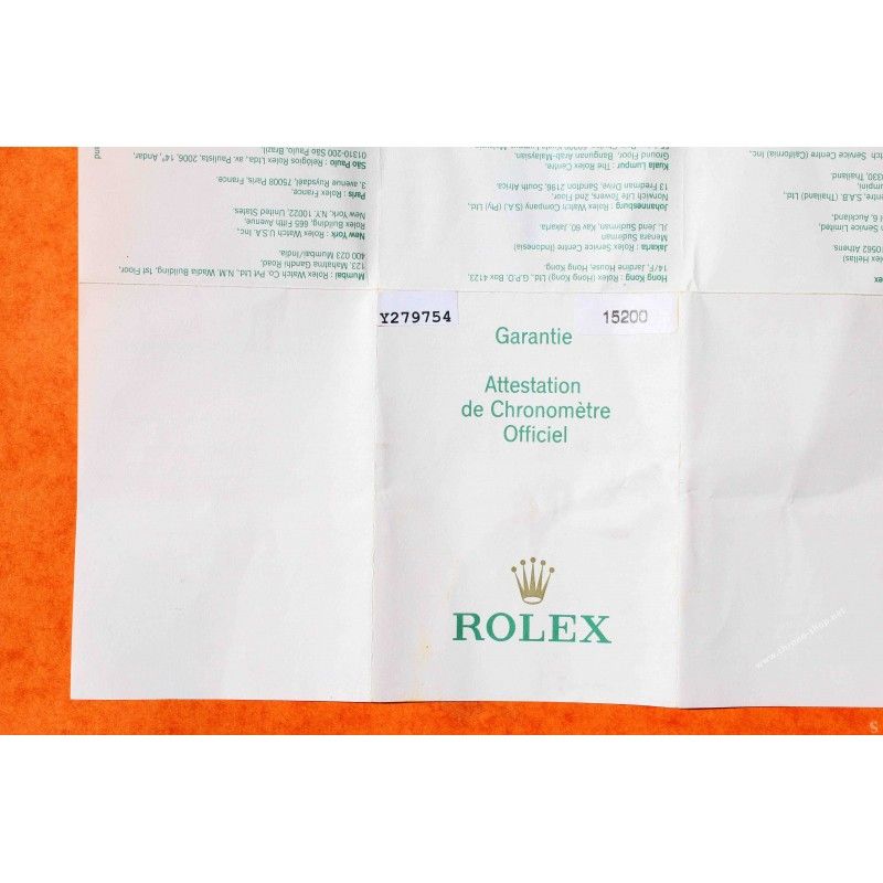 ROLEX RARE 2005 GENUINE PUNCHED PAPER CERTIFICAT ATTESTATION DE ...