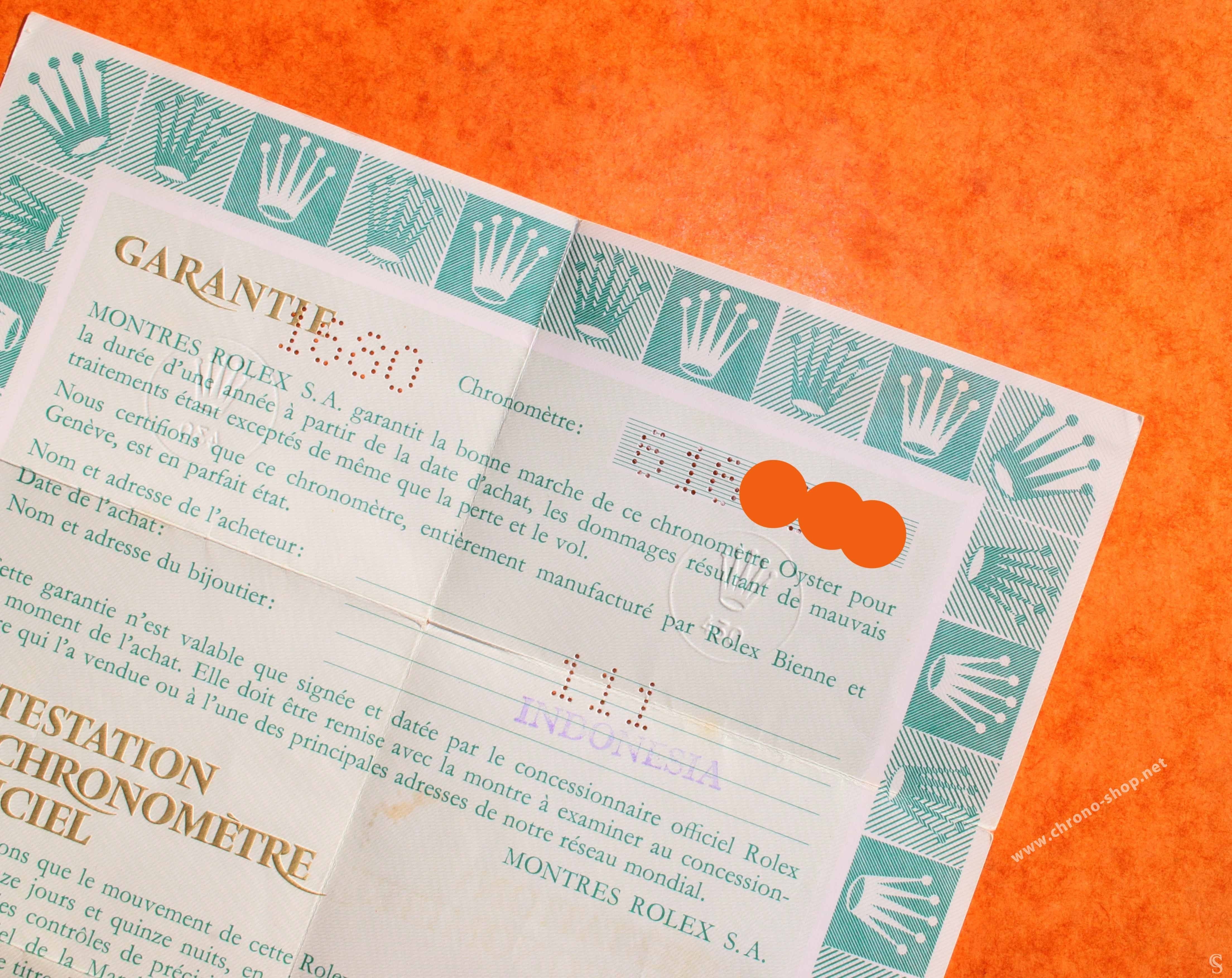 ROLEX GARANTIE 1979 PAPIER TOUS MODÈLES MONTRES VINTAGES ROLEX OYSTER ...