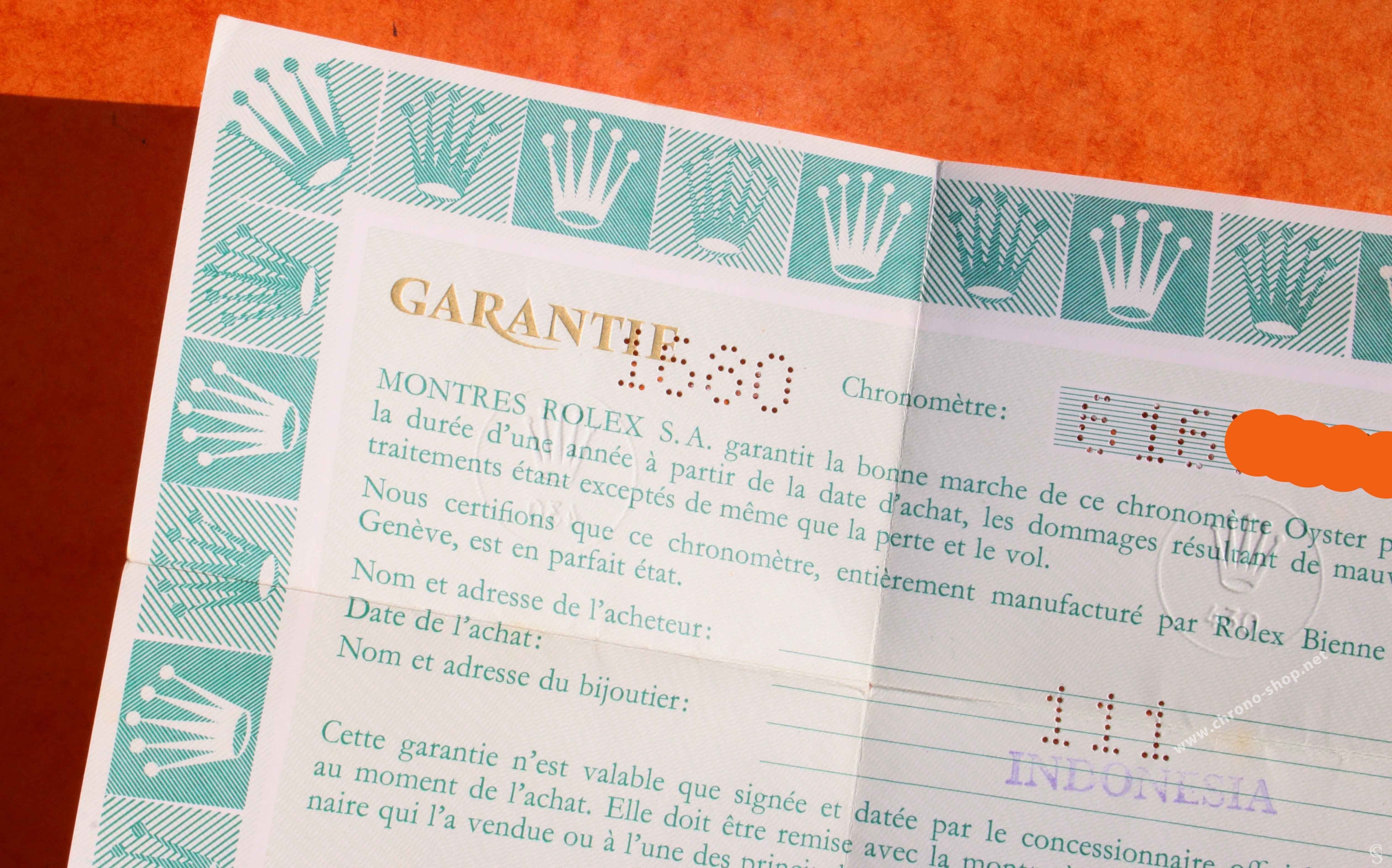 ROLEX GARANTIE 1979 PAPIER TOUS MODÈLES MONTRES VINTAGES ROLEX OYSTER ...