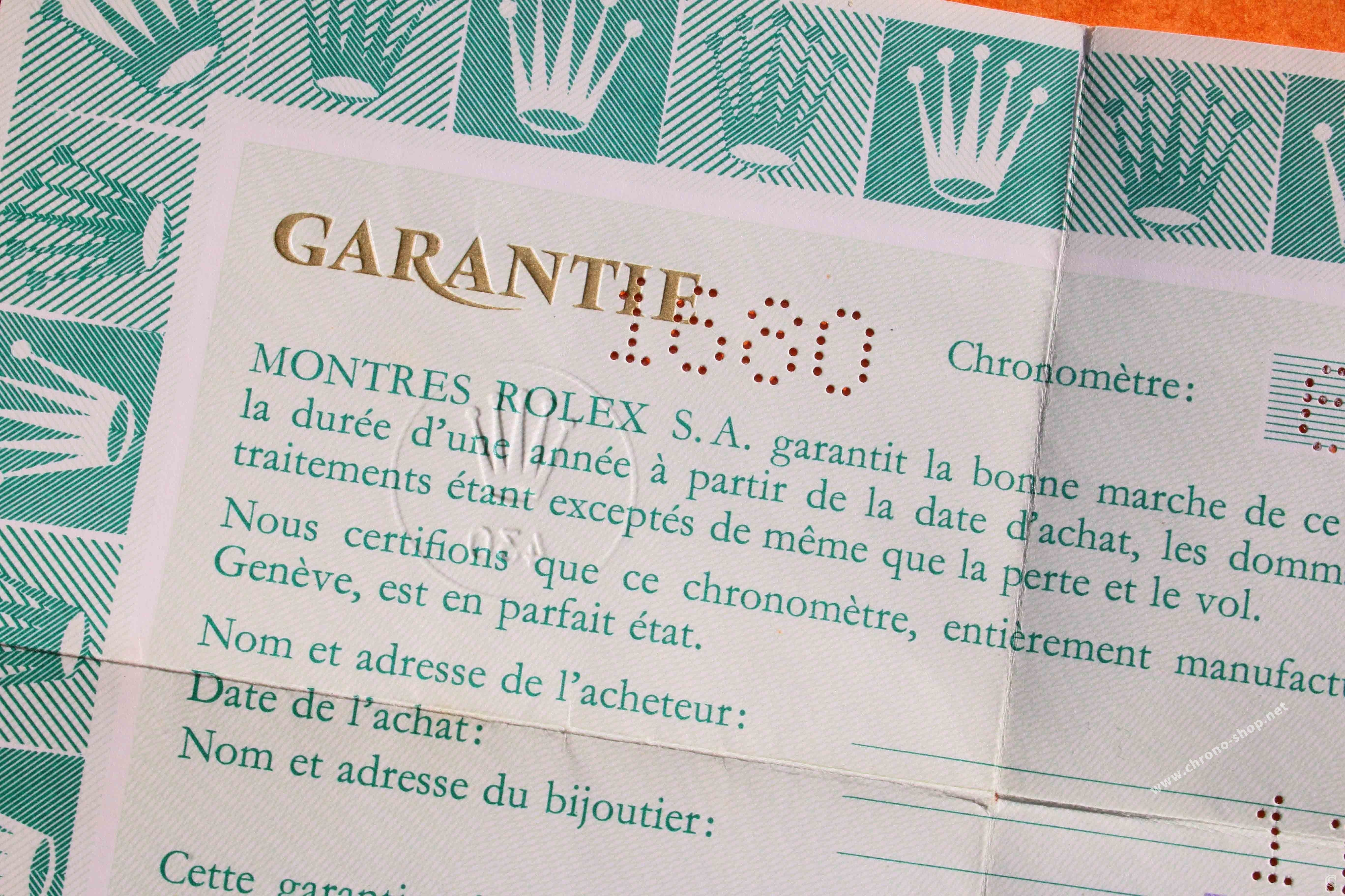 ROLEX GARANTIE 1979 PAPIER TOUS MODÈLES MONTRES VINTAGES ROLEX OYSTER ...