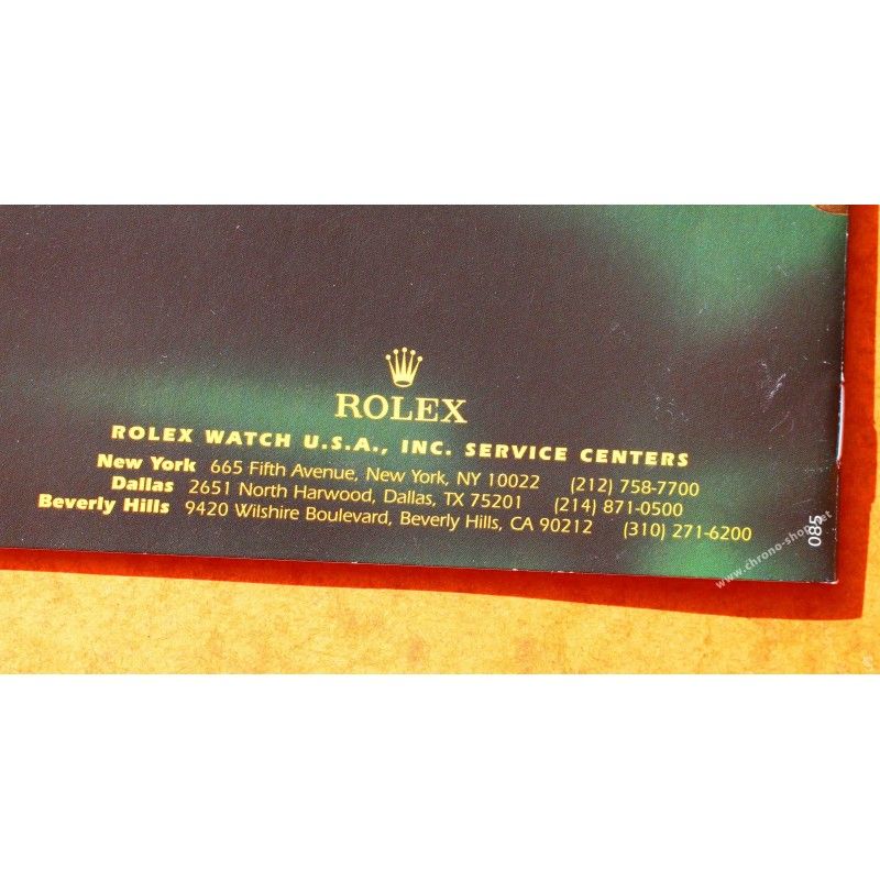Rolex Rare Livret USA notice Revision Montres Rolex FACTORY SERVICE ...