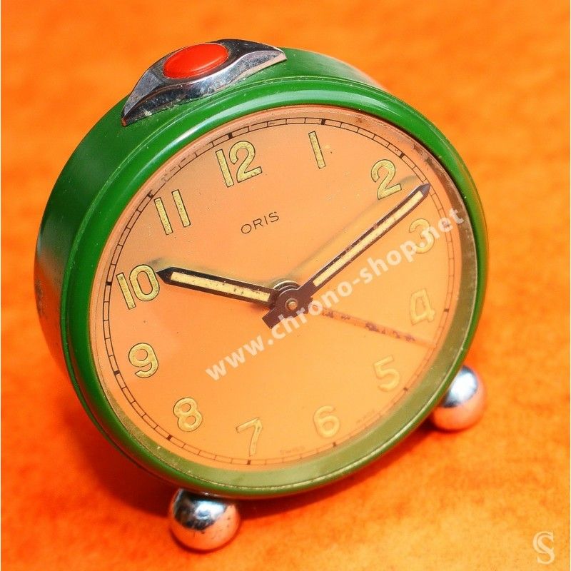 Antique 1940s SWISS ORIS alarm clock Art Deco Desk Table Collectors Watch