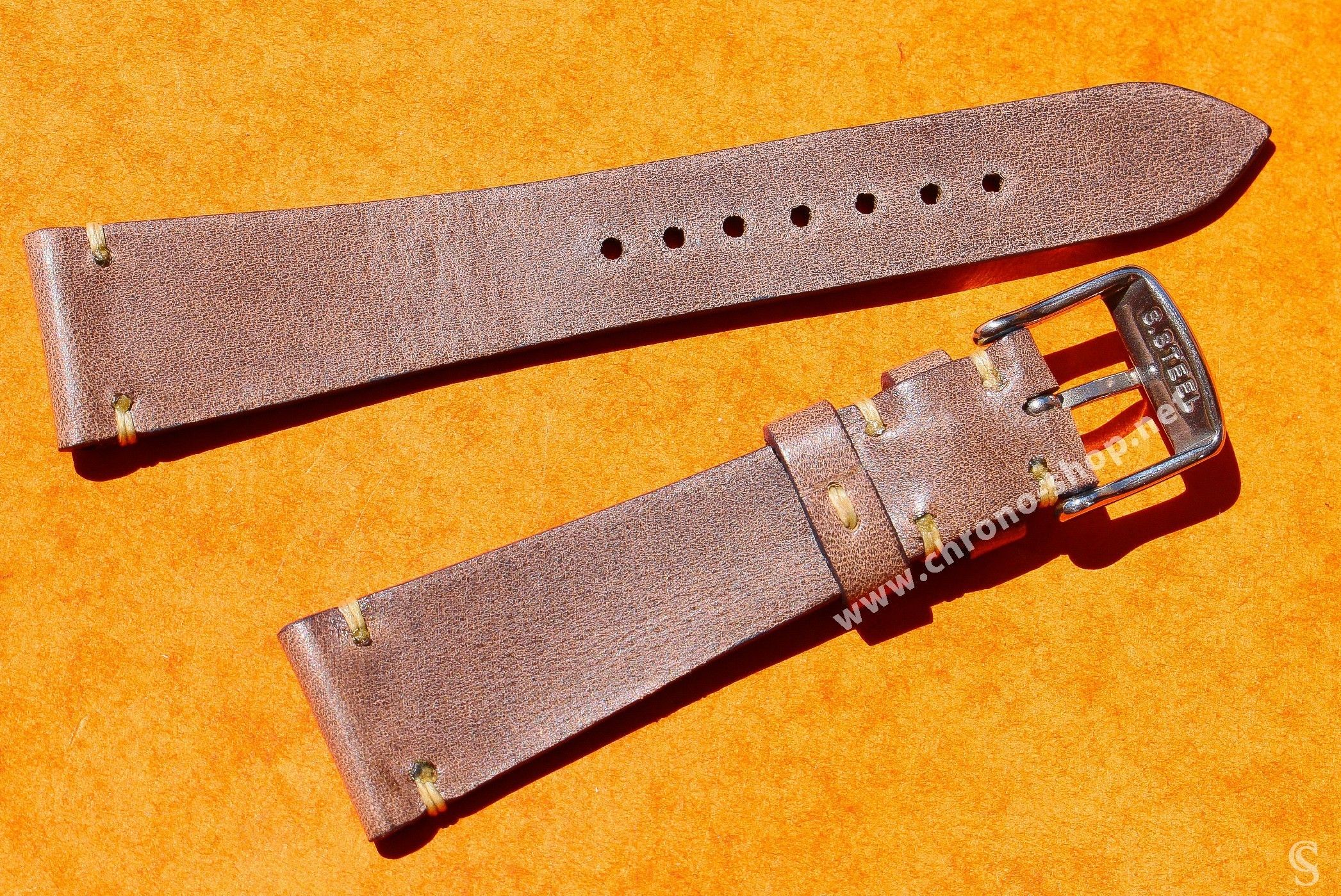 VINTAGE STYLE SOFT LEATHER CHOCOLATE COCOA COLOR WATCHES STRAP 20mm LUGS