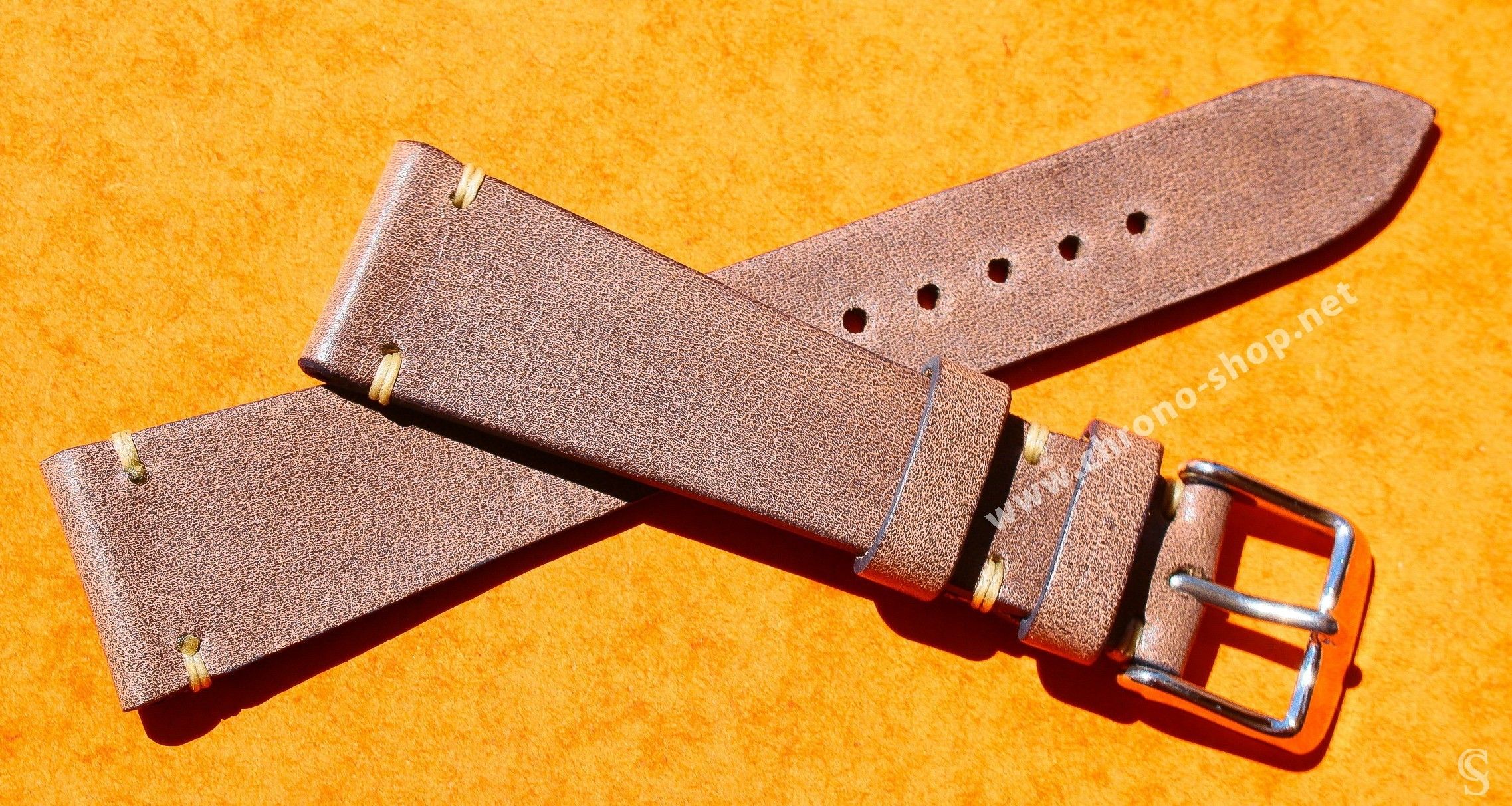 VINTAGE STYLE SOFT LEATHER CHOCOLATE COCOA COLOR WATCHES STRAP 20mm LUGS